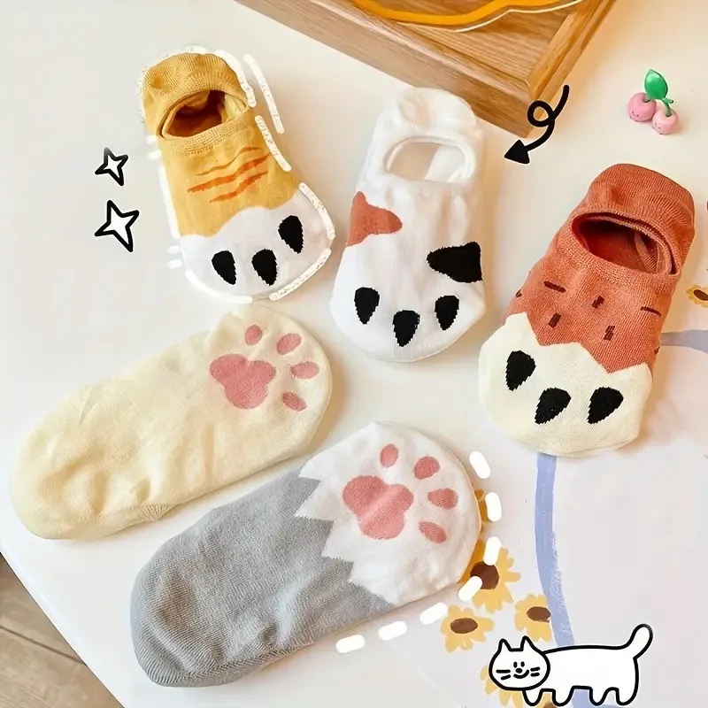 10-Pairs-Spring-Summer-Cat-Claw-Invisible-Socks-Cute-Cartoon-Non-drop ...