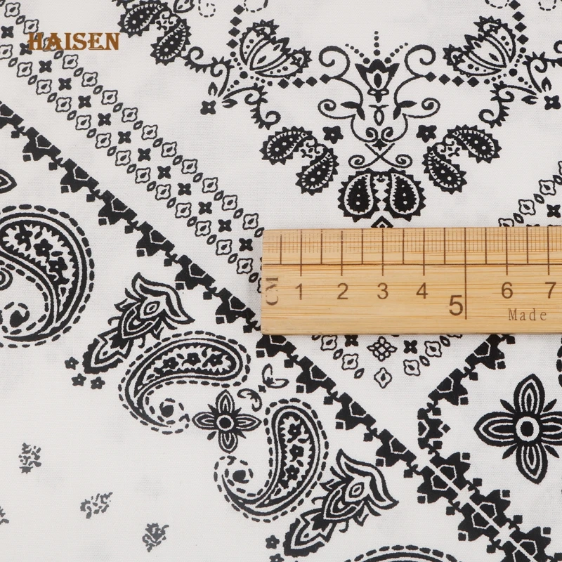 Black Bandana Print Fabric