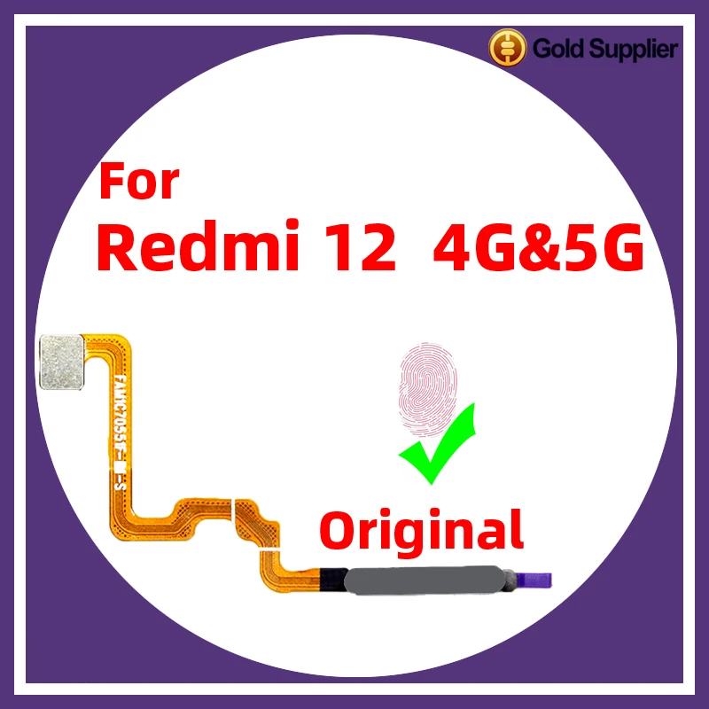 Original For Xiaomi redmi 12 5G Fingerprint Sensor Home Return Key Menu ...