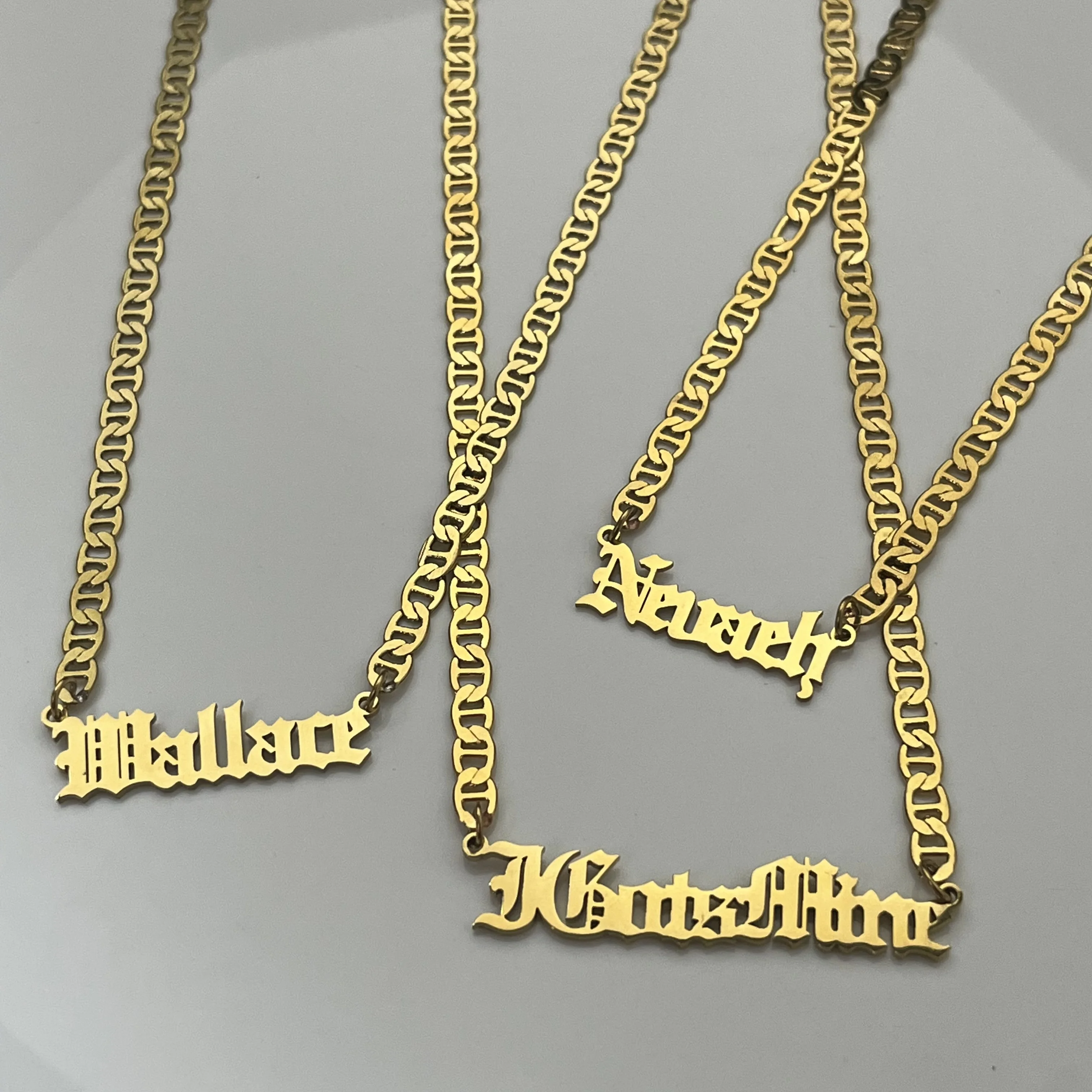 Custom Name Stainless Steel Chain | Custom Name Necklace Old English ...