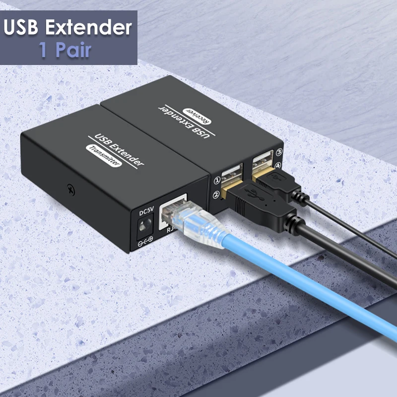 1-Pair-USB-120M-Extension-HUB-Over-RJ45-Cat6-Ethernet-Cable-POC-4-USB ...