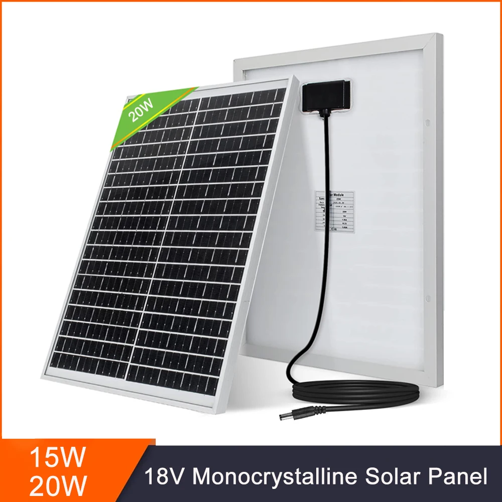 15W-20W-Portable-Solar-Panel-18V-Monocrystalline-Silicon-PV-Panel-Solar ...