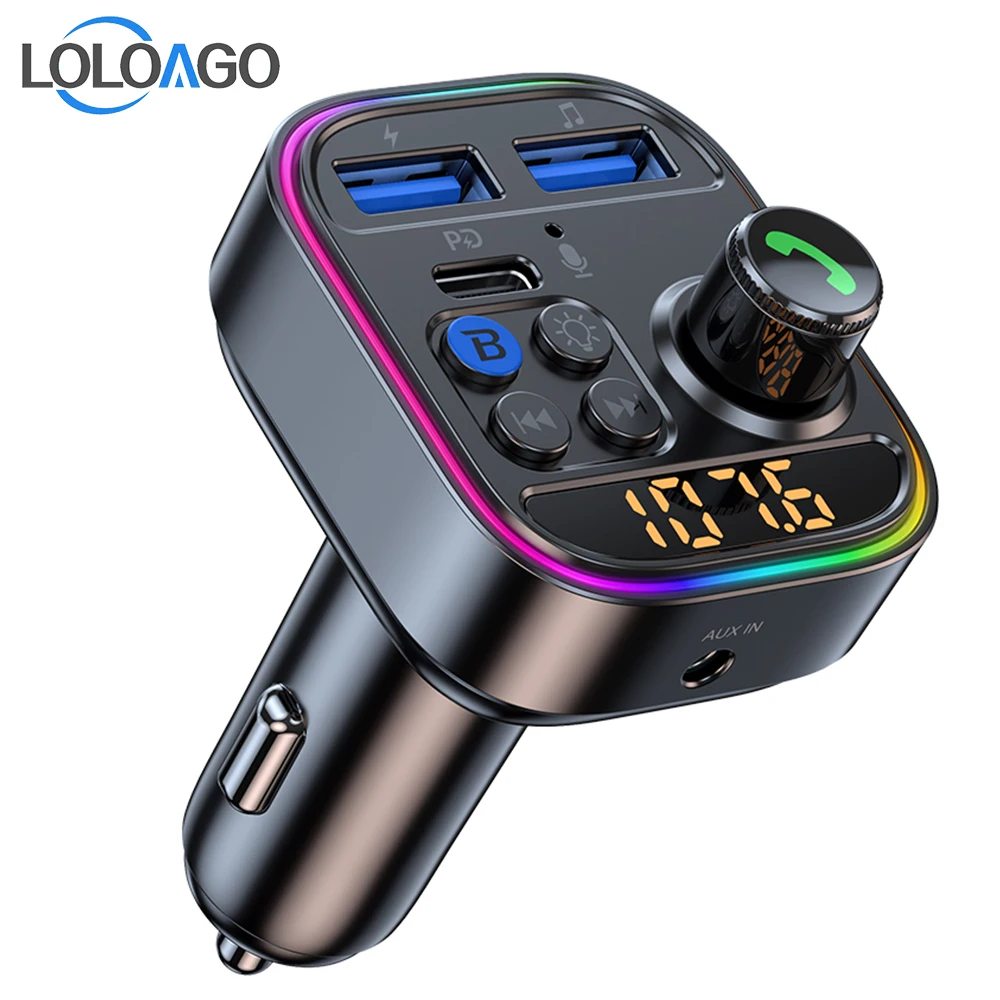 LOLOAGO-Car-FM-Transmitter-AUX-Audio-MP3-Player-Type-C-PD-30W-Dual-USB ...