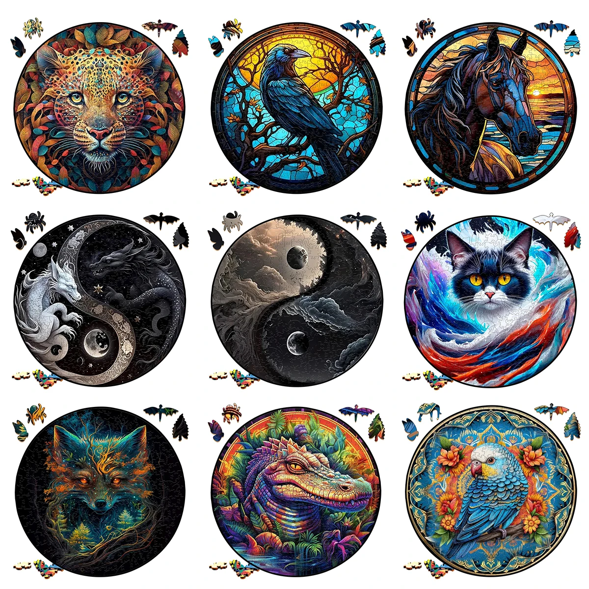 Mysterious Cute Animals Wooden Puzzle For Adults Wooden Crafts Colorful ...