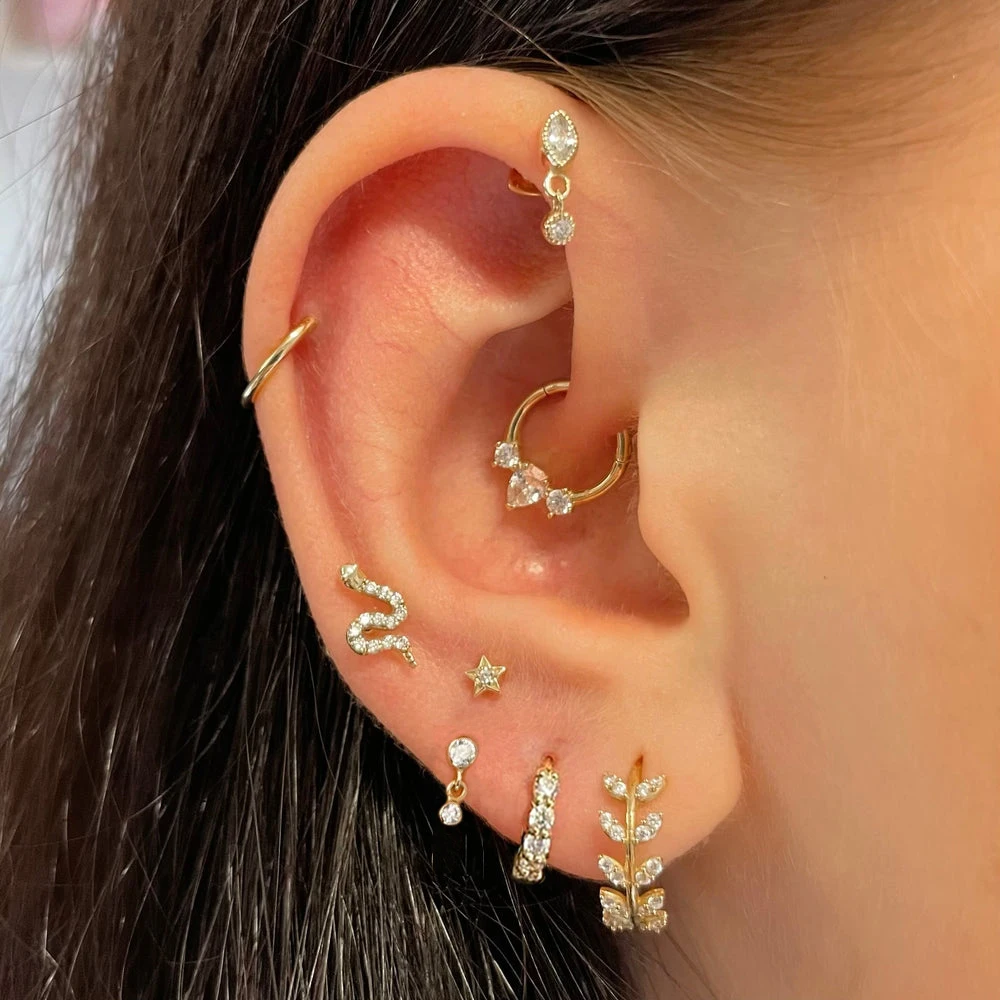 Daith küpe Piercing küpe kadınlar için jew2023 1 adet altın renk yıldız ...