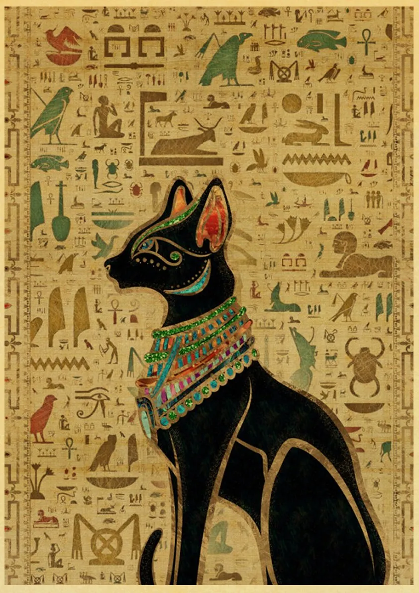 Ancient Egyptian Cats Drawing