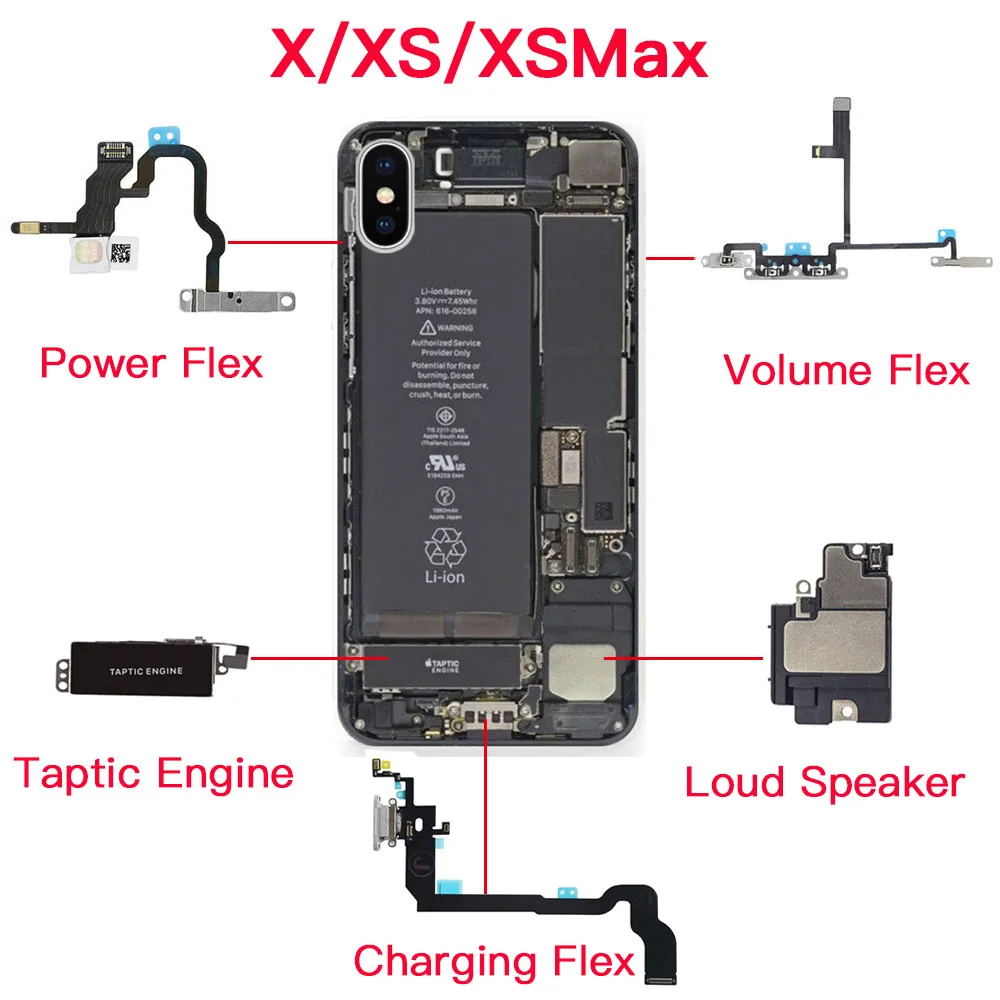 Power-Volume-Charging-Flex-Cable-Replacement-For-iPhone-X-XS-Max-Taptic ...