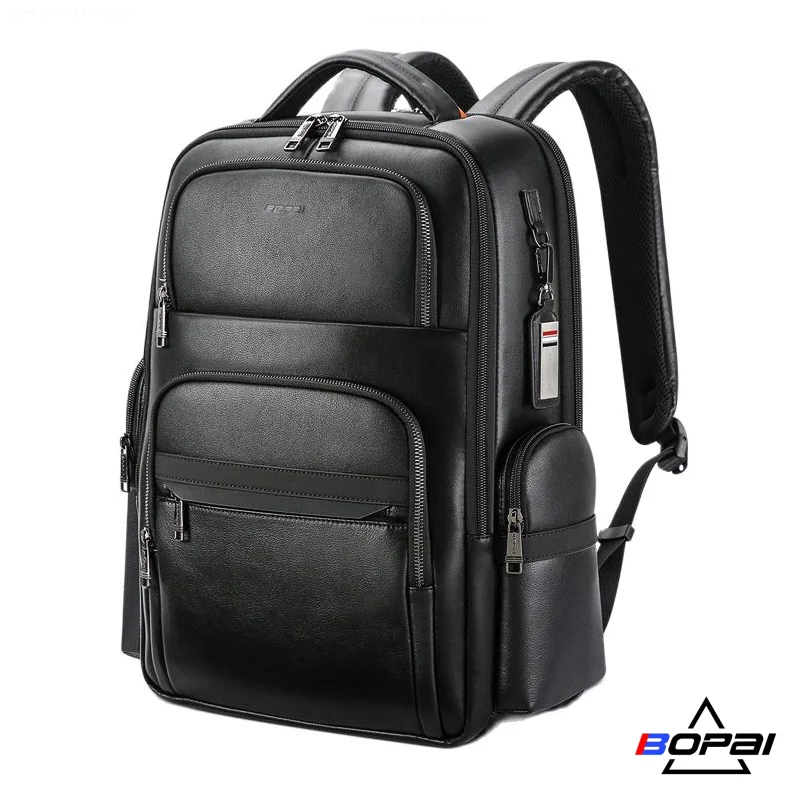 BOPAI luxe en cuir sac à dos hommes en cuir véritable sac à dos mode ...