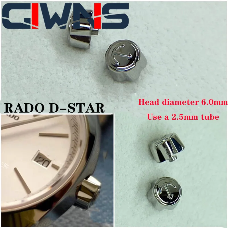 For RADO D-Star 658.0513.3/658.0329.3 Watch Head Crown Handle Tube Fittings