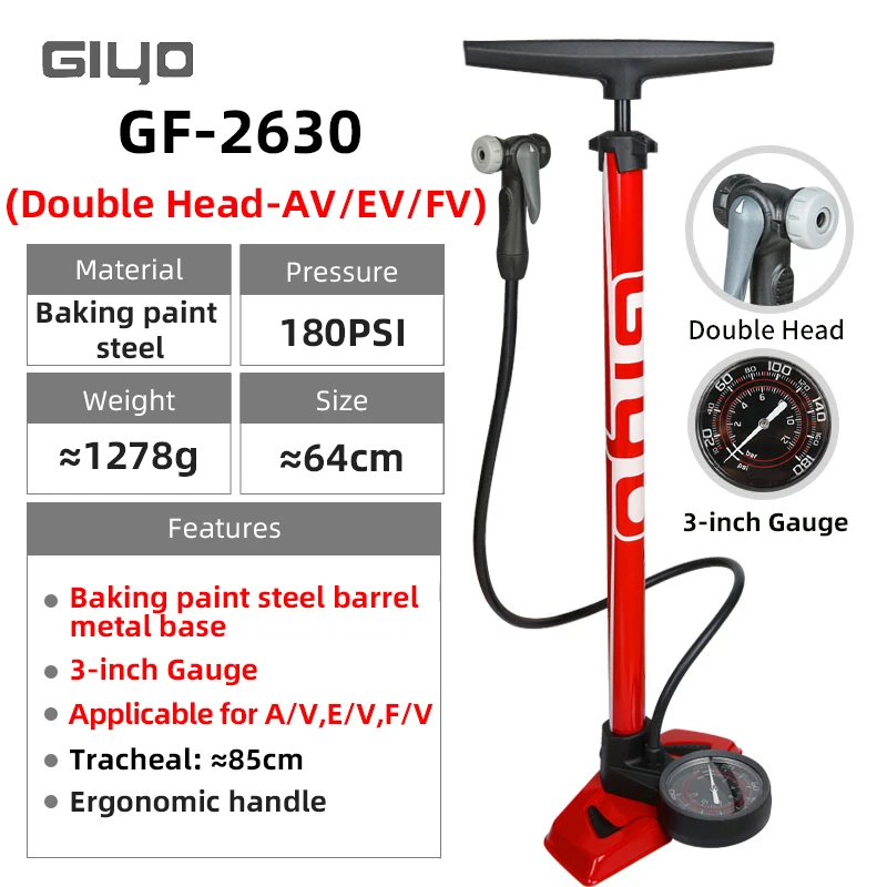 Presta Bike Pump Giyo 120psi Bicycle Floor Standing Pump Presta ...