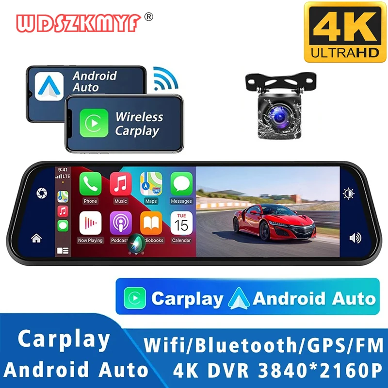 4K-Front-and-Rear-Camera-10inch-RearView-Mirror-Wireless-Carplay ...