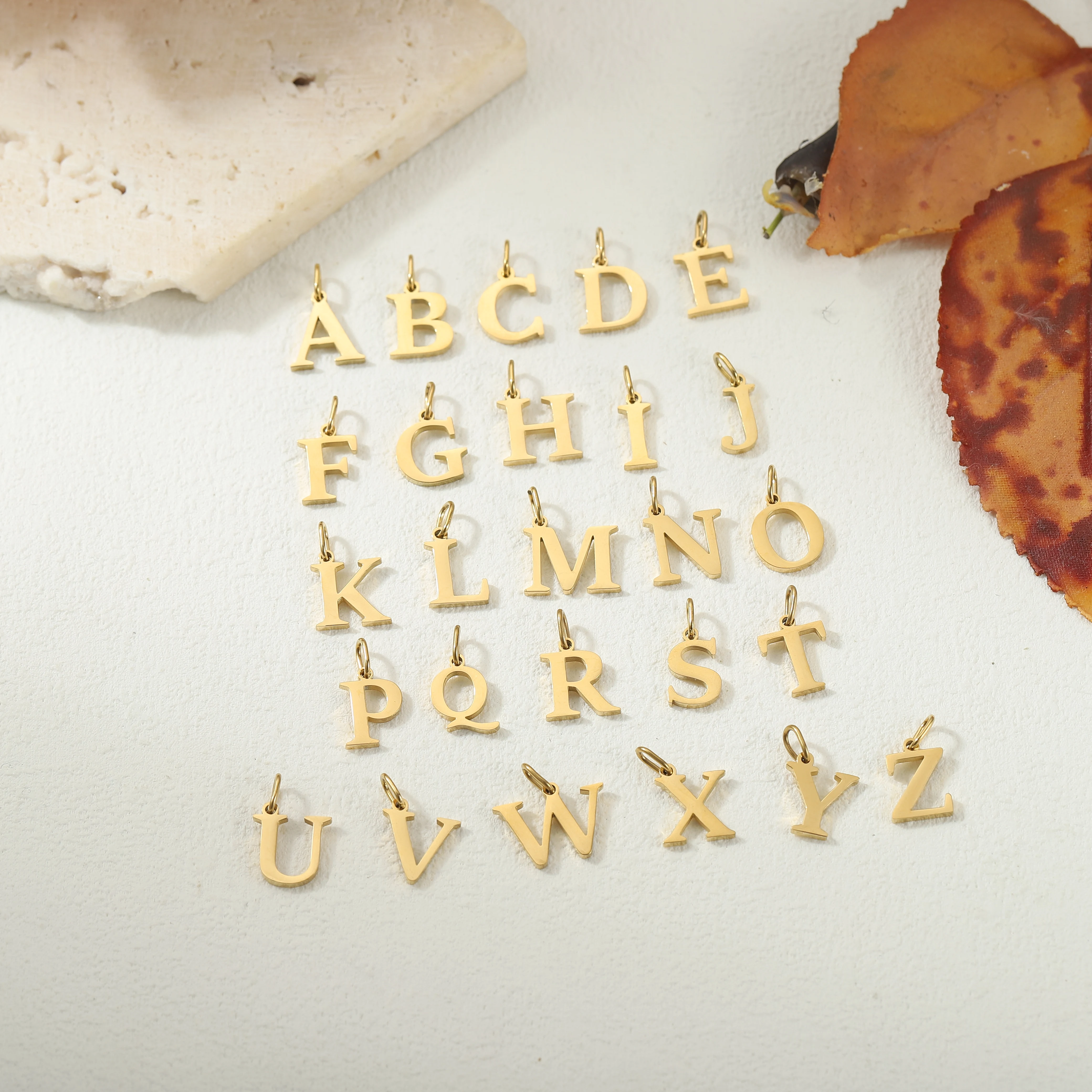 26 letras del alfabeto inicial 10mm encanto colgante joyería oro acero ...