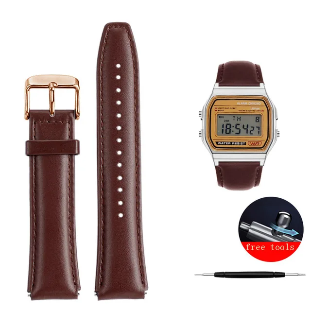 Leather watch strap for Casio A159W-N1 A158WA A168 wristband Vintage ...