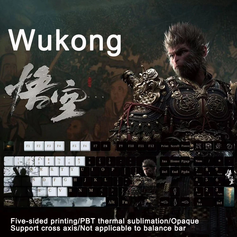 Keycaps-Black-Myth-Wukong-125-keys-Cherry-Profile-Keycap-PBT-Ergonomics ...