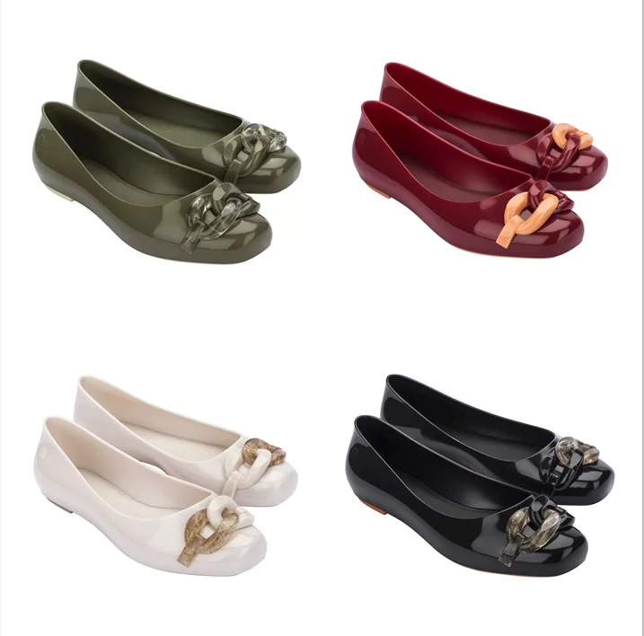 Melissa-Sapato-raso-de-cabe-a-quadrada-feminina-la-o-com-corrente ...