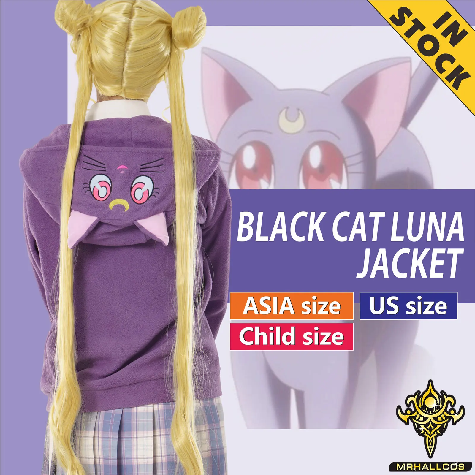 MRHALLCOS-Anime-Cosplay-Sailor-Moon-Black-Cat-Luna-Jacket-Crystal ...