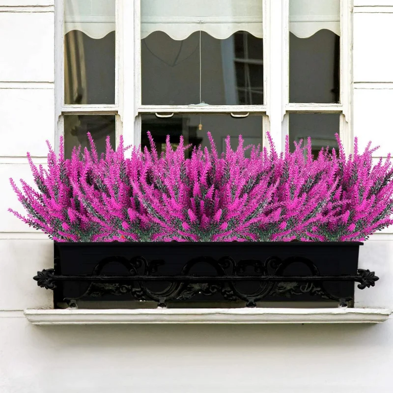 3pcs Artificial Lavender Flowers Outdoor UV Resistant Fake Flowers No ...