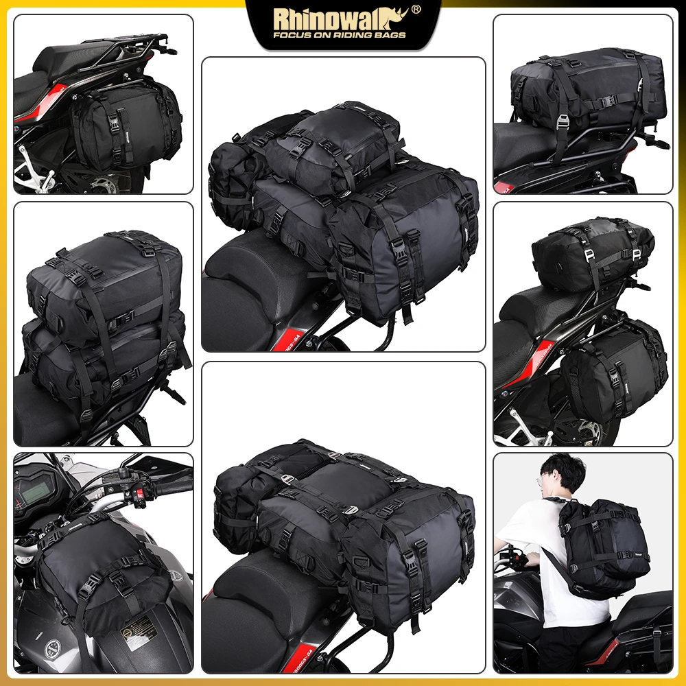 Rhinowalk Motorcycle Back Seat Bag 10/20/30L Waterproof Multifunctional ...