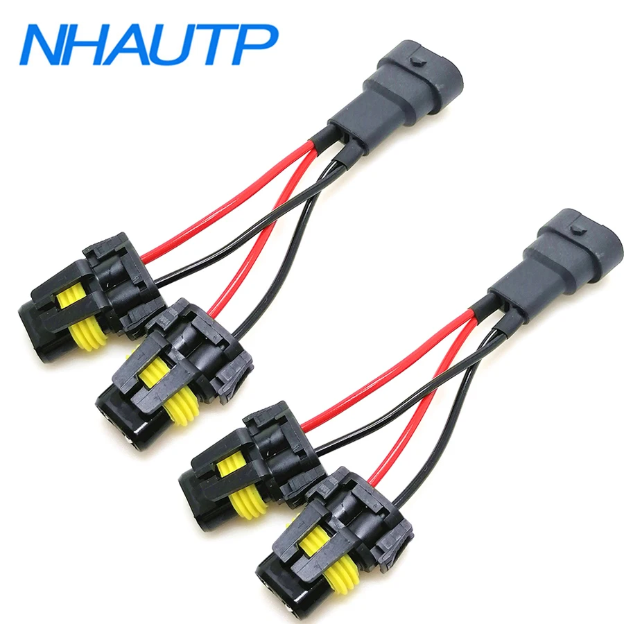 NHAUTP-2Pcs-9005-HB3-9006-9006-Socket-One-Male-To-Two-Female-Adapter ...