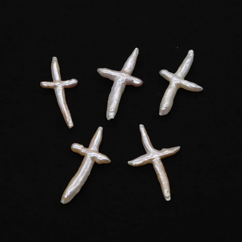 Natural Freshwater Pearls Loose Beads Cross-shaped Jewelry DIY Making ...
