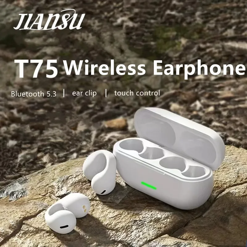 NEW-T75-Wireless-Earbuds-Stereo-Bass-Sports-Headset-Ear-Clip-Bluetooth ...