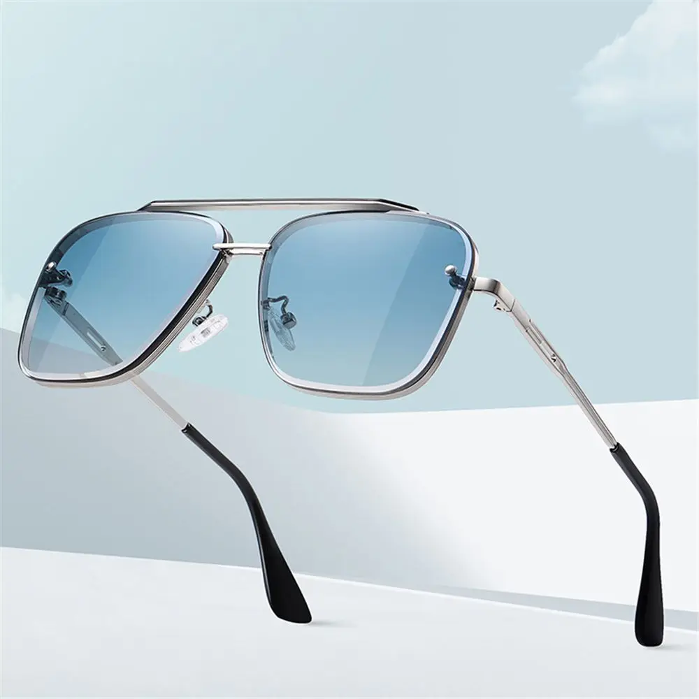 2023 New Gradient Sunglasses Men Fashion Metal Big Frame Sun Glasses ...