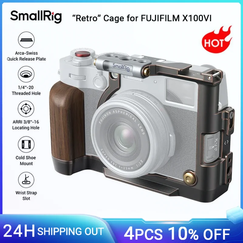 SmallRig-Retro-Cage-for-FUJIFILM-X100VI-with-Wooden-Handgrip-Build-in ...