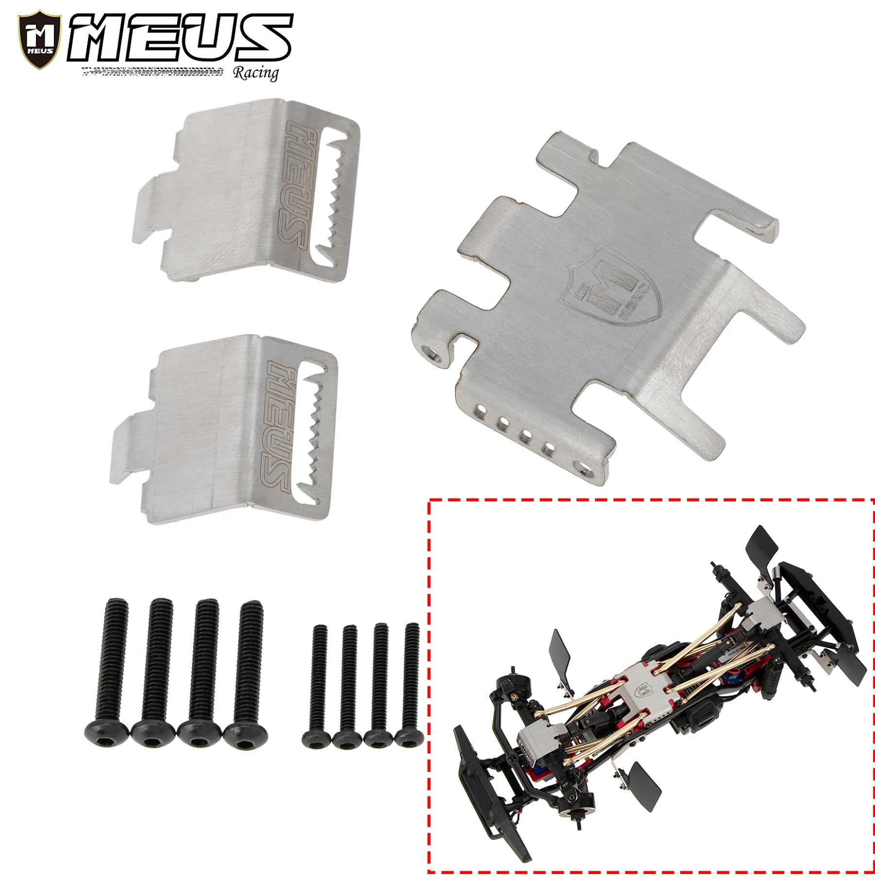 Meus Racing Stainless Steel Chassis Armor Axle Protector Set Skid Plate ...
