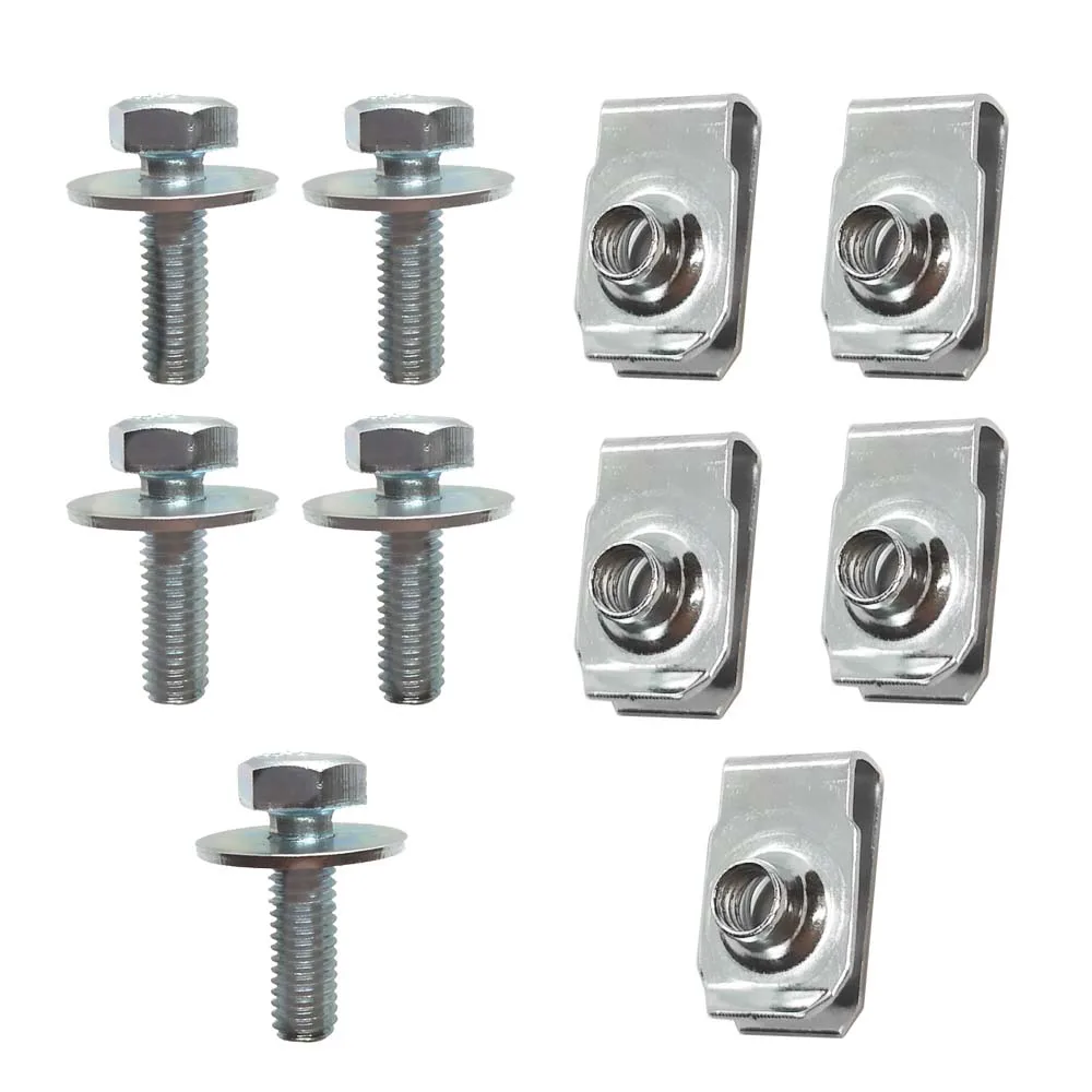 10pcs/set Car Body Bolts U-nut Clips M6 silver Engine Cover Undertray ...