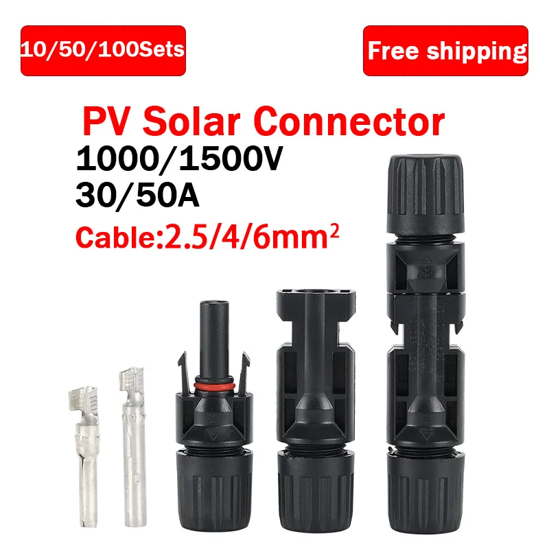 10-50-100Sets-PV-Solar-Connector-1000V-1500V-30A-50A-Photovoltaic-Panel ...
