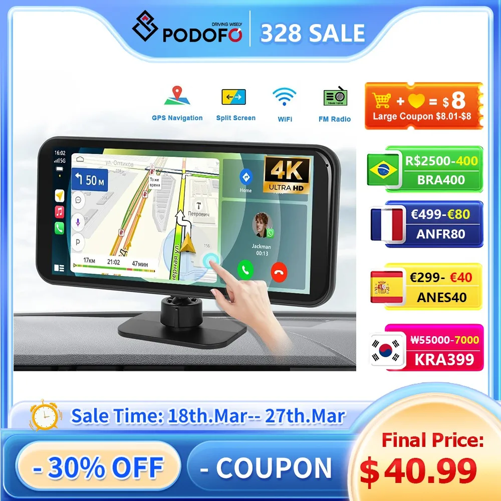 Podofo-6-25-Car-Monitor-Dashboard-4K-Front-Camera-Carplay-Android-Auto ...