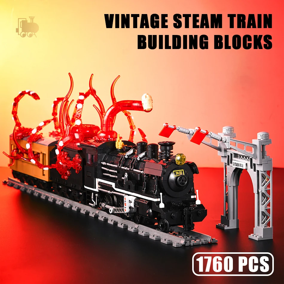City-Vintage-Steam-Train-Model-Building-Blocks-with-Monster-Tentacles ...