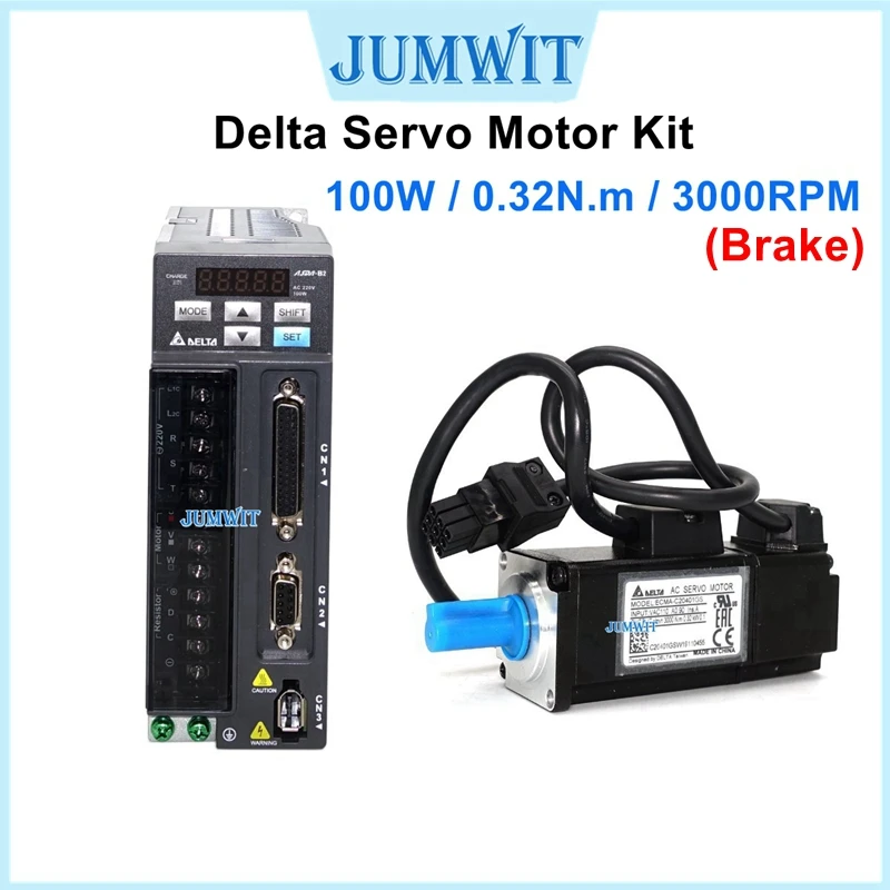 Delta Servo Motor Kit 100W With Brake 40mm ASD-B2-0121-B ECMA-C20401FS ...