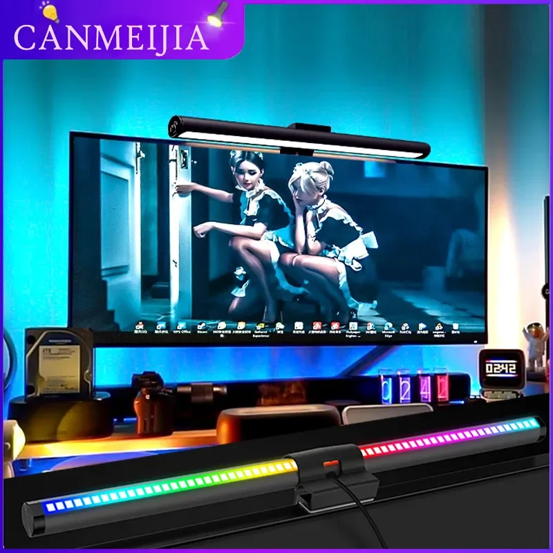 Monitor-LED-Luzes-Penduradas-Barra-Escurecimento-Stepless-Tela-RGB ...