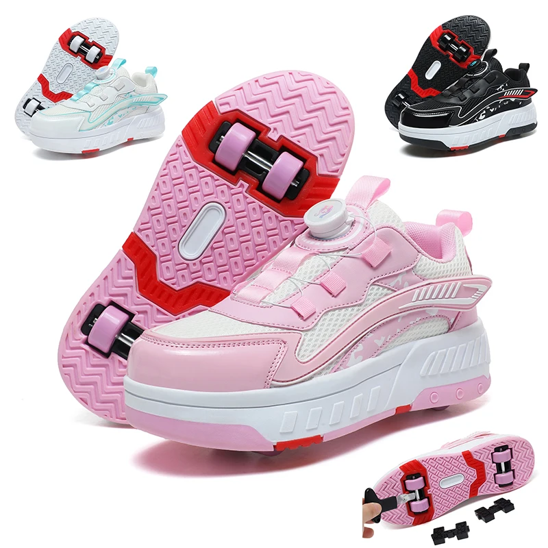 Children-s-Deformation-Parkour-Shoes-4-Wheels-Rounds-Of-Running-Shoes ...