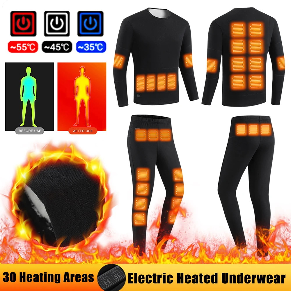 Winter-Electric-Heated-Underwear-30-Heating-Zones-Thermal-Underwear-USB ...