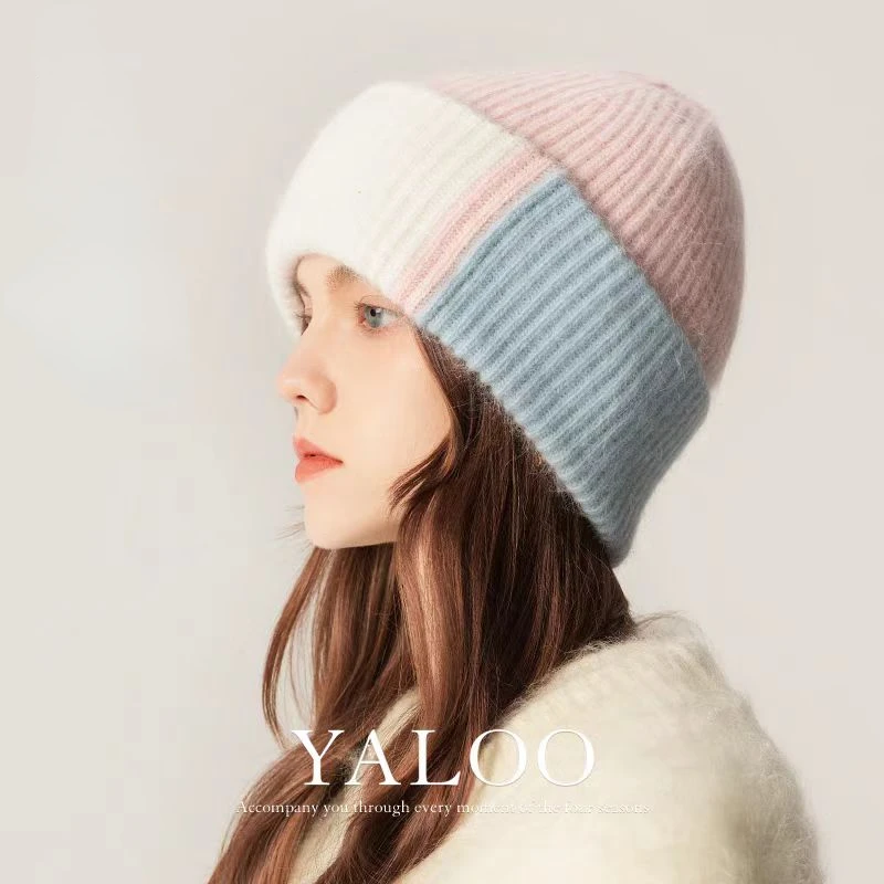 New-Colorful-Matching-Beanies-for-Women-Rabbit-Fur-Soft-Fluffy-Winter-Hat-Lady-Pinkycolor-Warm ...