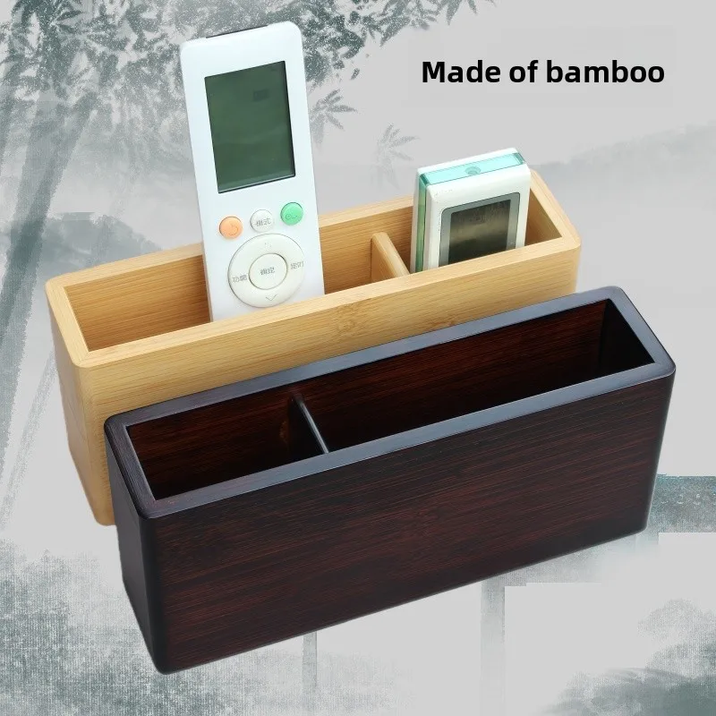 Nan Bamboo Remote Control Organizer Box Living Room Tea Table TV Remote ...