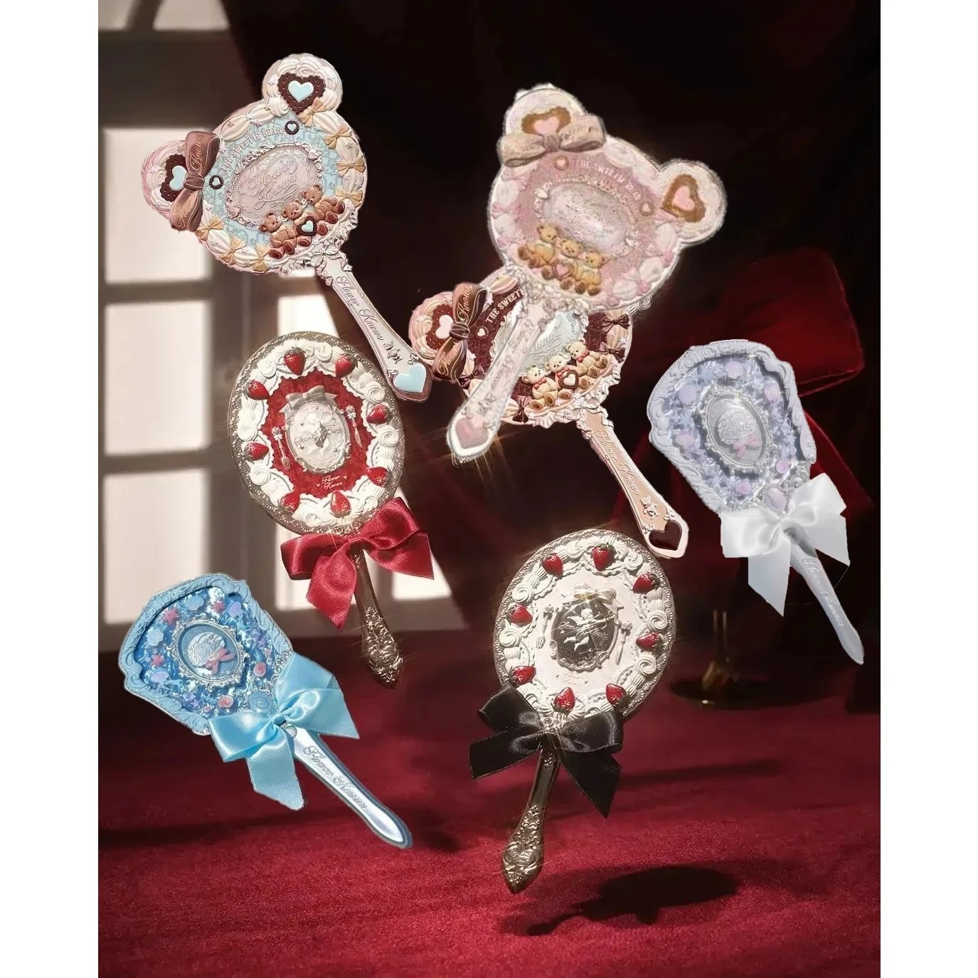 Flower Knows Series Hand Holding Mirror Exquisite Relief Makeup Tools ...