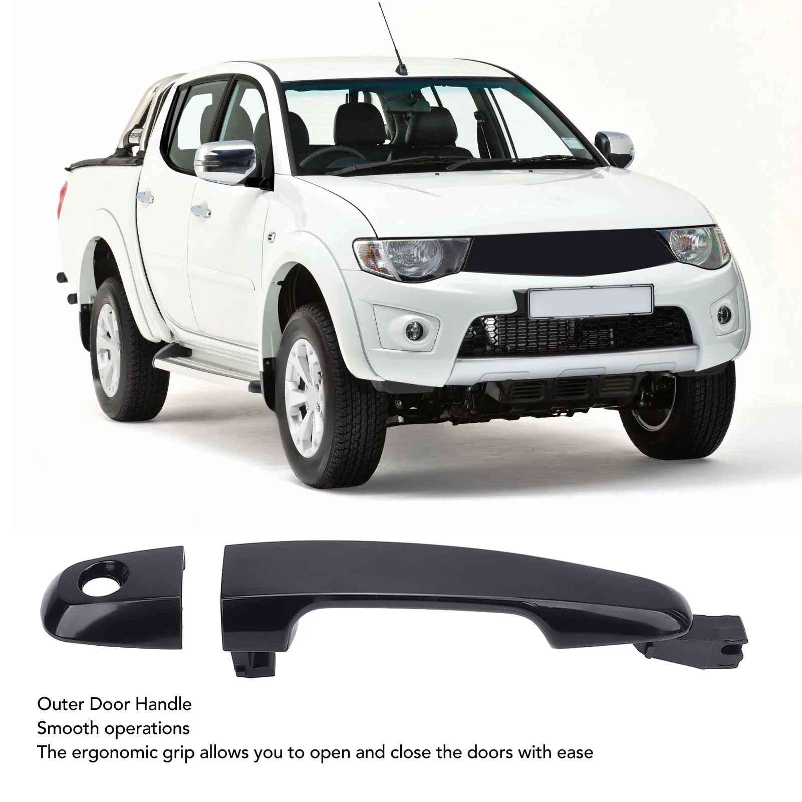 Outer Door Handle Grip Black Scratch Resistant Exterior Door Pull ...
