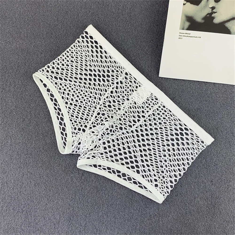 Large Hole Transparent Boxers for Men Low Waist Stretch Mesh Underwear ...
