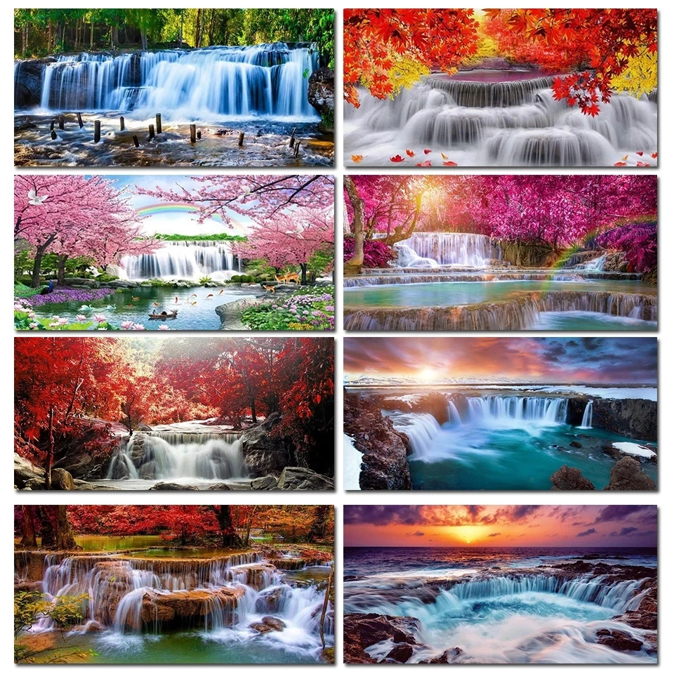 Large-Waterfall-Diamond-Painting-Landscape-5D-DIY-Diamond-Embroidery ...