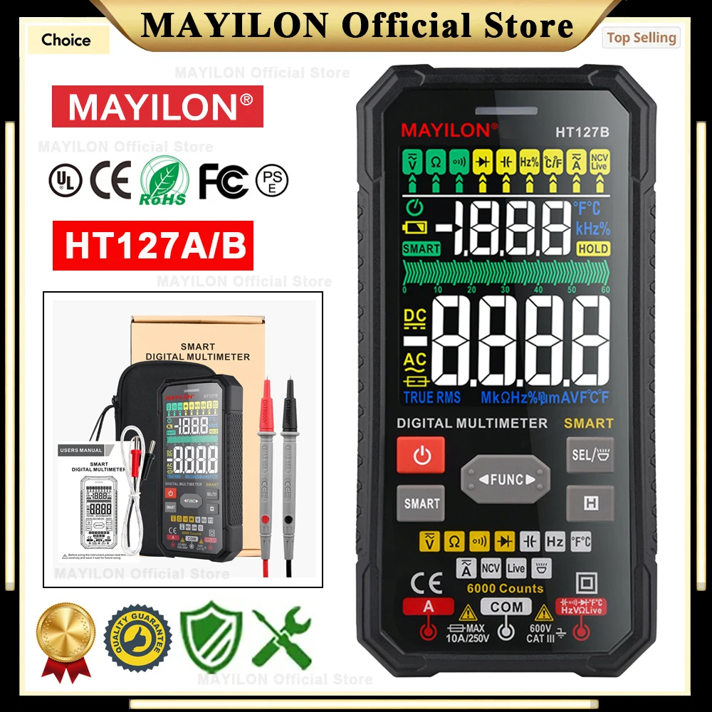 MAYILON-HT127A-B-Smart-Digital-Multimeter-Auto-Range-Electrical-Multi-Meter-Professional ...