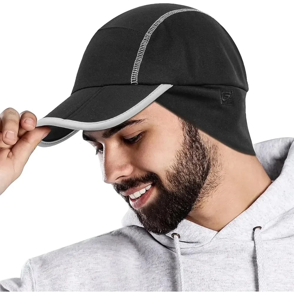 Fleece Baseball Running Caps with Drop Down Ear Warmer Foldable ...
