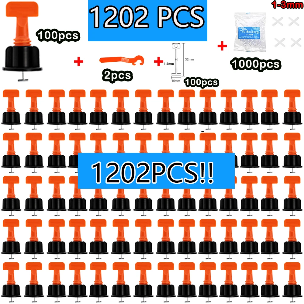 51 1202pcs Floor Tile Leveling System Clips Leveler Adjuster Construction Tool Set Tile Wall