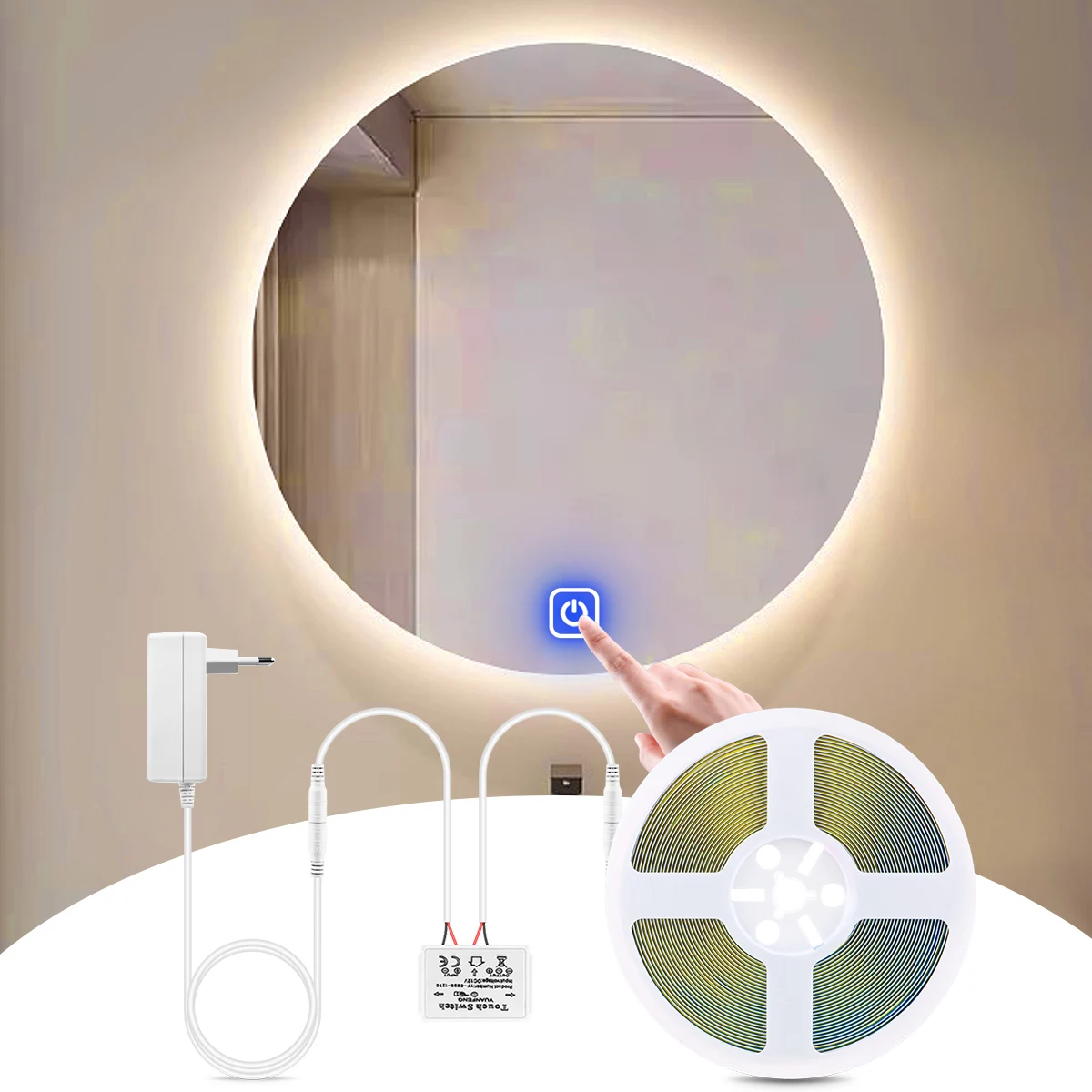 Touch-Sensor-Dimmable-LED-Makeup-Mirror-Light-12V-COB-Strip-Dressing ...