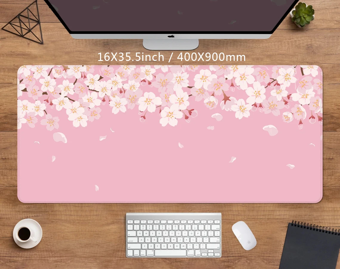 Cherry Blossom Desk Mat Japonês pastel rosa sakura flor floral gaming ...