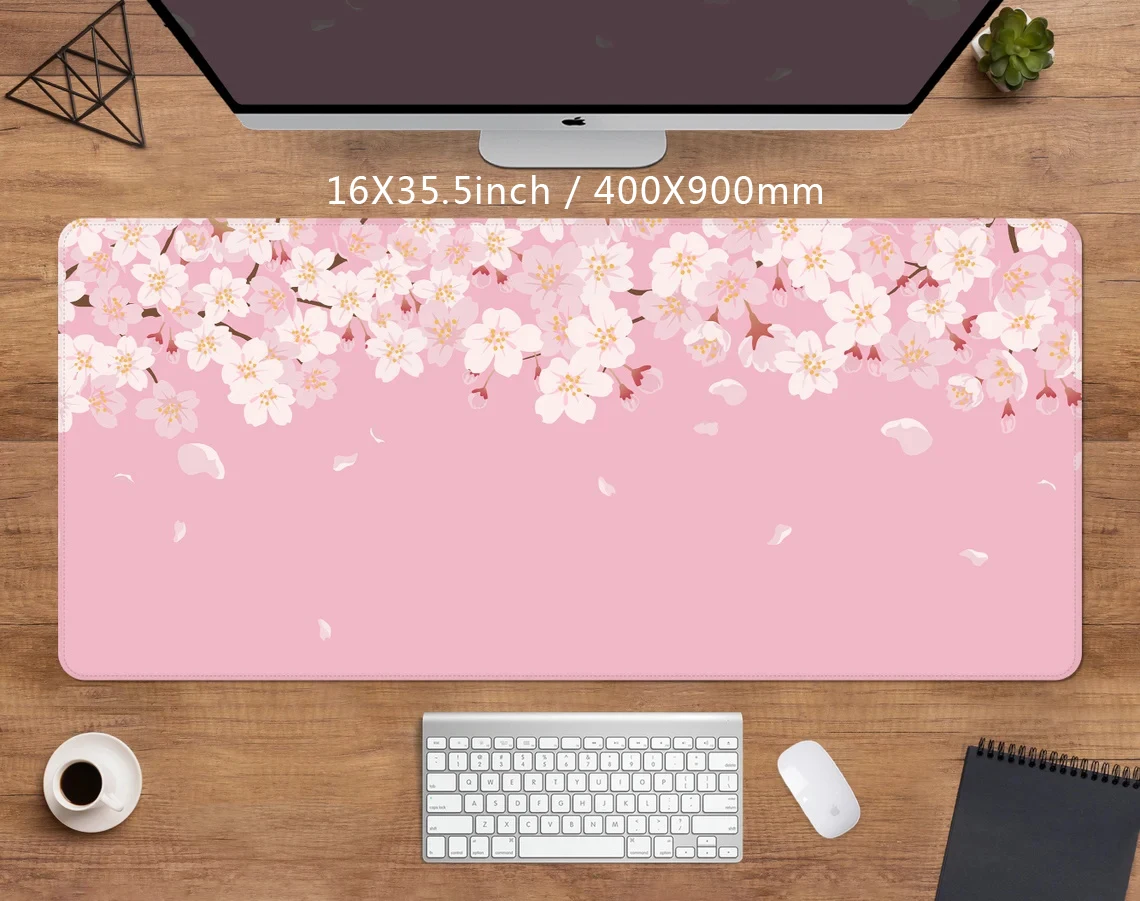 Cherry blossom Desk Mat Japanese pastel pink sakura flower floral gaming large Mouse Pad XXL ...