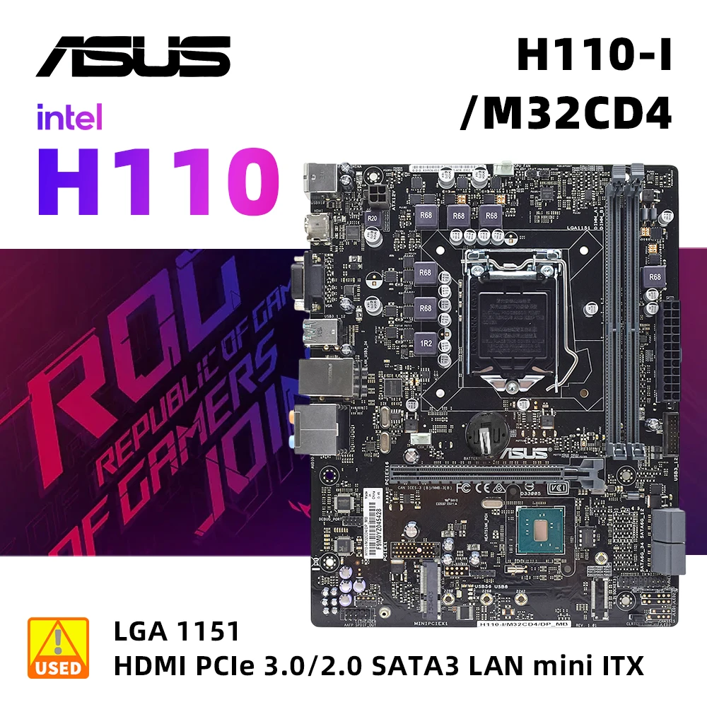 ASUS-Conjunto de placa base, H110-I/M32CD4/d_ mb + i3 6100 LGA 1151 con Core i5 6500 Cpu USB3.0 ...