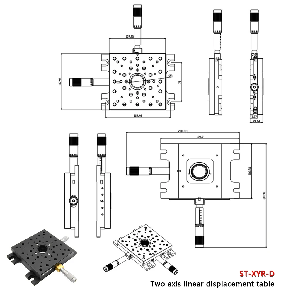 Laserland T-XYR-D Series Double Two Axis Linear Displacement Table XY ...
